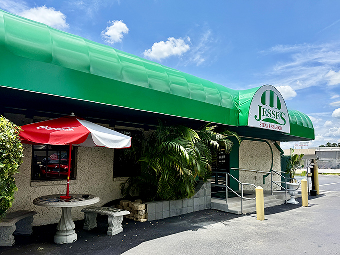 That bright green awning might not win design awards, but it's been guiding hungry folks to great steaks for decades.