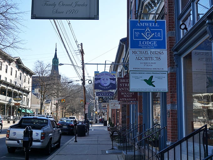 Lambertville's historic streetscape feels like a movie set where modern life and 19th-century architecture perform a perfect dance together.