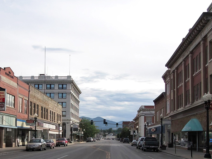 Lewistown's main street stretches ahead like a promise of simpler, sweeter times.