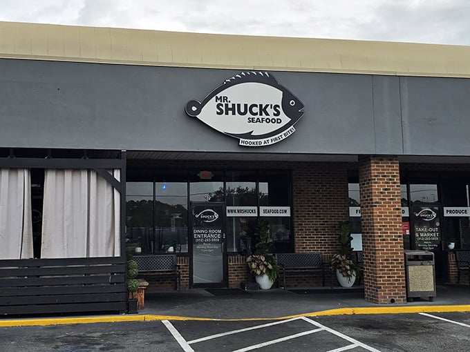 That fish sign isn't just decoration – it's a promise that fresh coastal catches await inside this Brunswick gem.