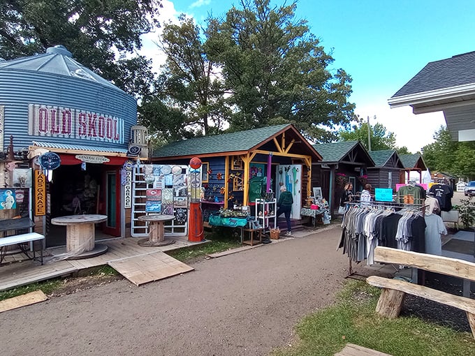 These little market cabins look like where garden gnomes would shop for vintage treasures on their days off.