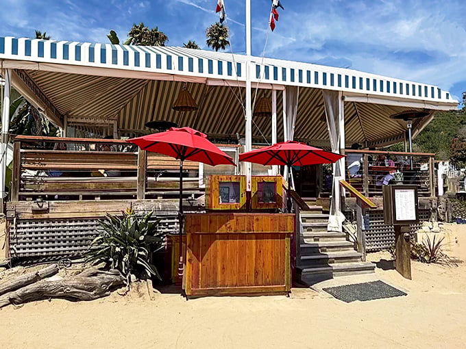The Beachcomber's rustic charm makes every meal feel like a treasure you've discovered washed up on Crystal Cove's pristine shore.