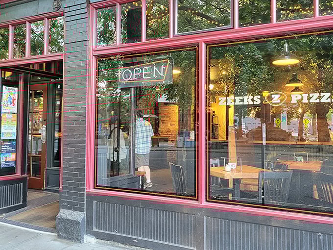 Big windows reveal the magic happening inside, where wood-fired ovens work their delicious alchemy all day.