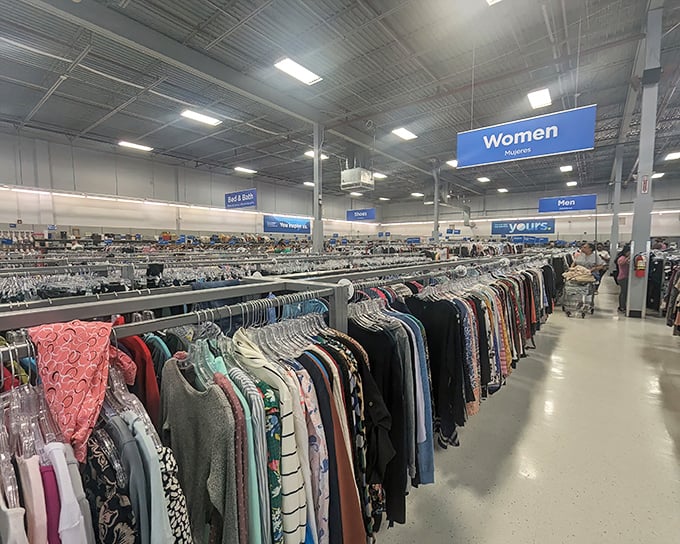 Row after organized row creates a shopper's paradise, with sections clearly marked for efficient treasure hunting.