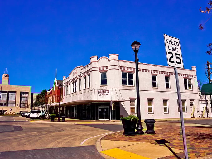 Historic buildings in Crowley house local businesses where your dollar stretches further. That corner building has seen a century of Louisiana life.