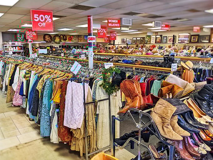 Those red sale signs create a symphony of savings that would make any coupon-clipper's heart sing.