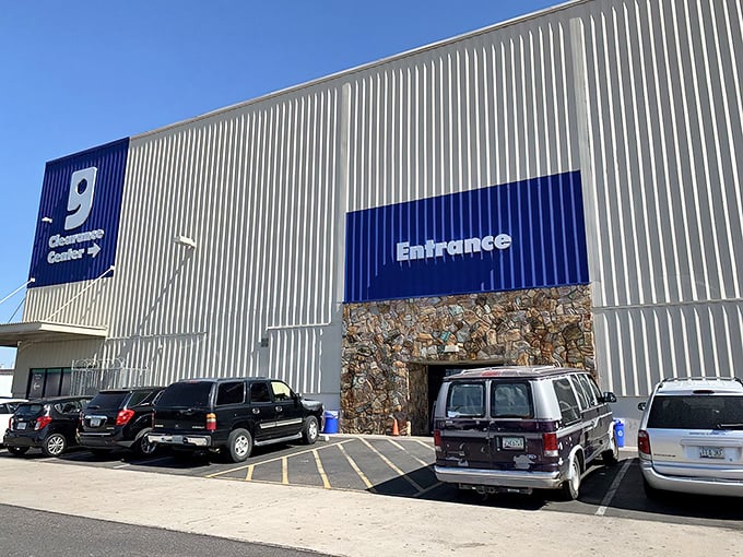 This unassuming warehouse exterior hides a wonderland of by-the-pound treasures waiting to be discovered.