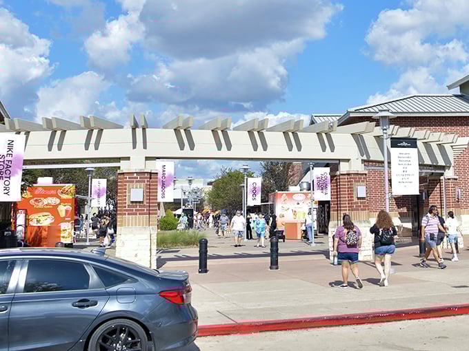 The entrance beckons like a retail gateway, inviting shoppers to discover treasures beyond those welcoming doors.