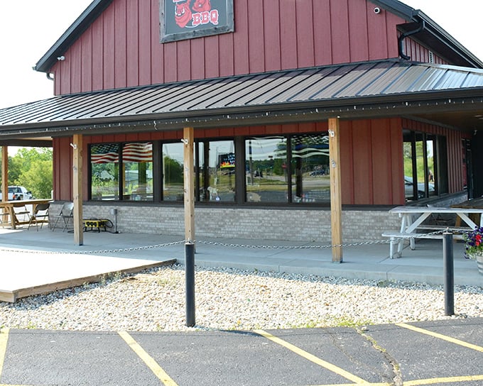 LD's rustic charm extends to its welcoming patio, where the aroma of hickory smoke mingles with fresh country air.