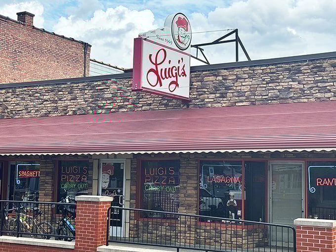 Brick walls and vintage charm—Luigi's looks exactly how an Italian restaurant should in my food dreams.