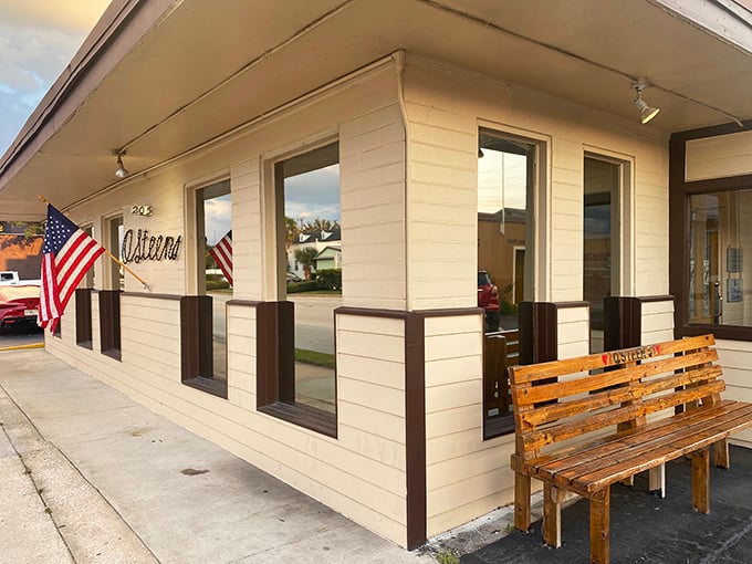 That American flag isn't just patriotic – it's a beacon guiding chowder pilgrims to this St. Augustine institution.