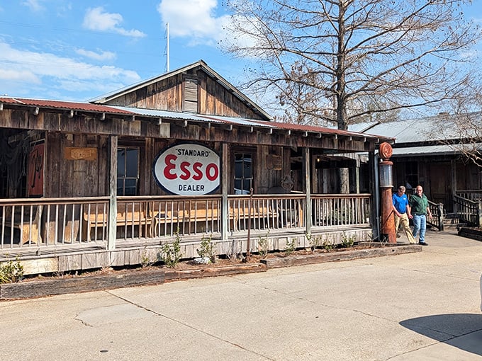 That vintage Esso sign isn't just decoration – it's a badge of honor for authentic, no-nonsense Louisiana dining.