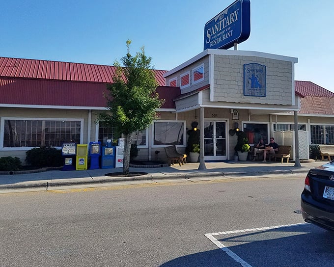 No-frills exterior, all-thrills seafood inside – Sanitary's classic facade hints at the coastal feast that awaits.