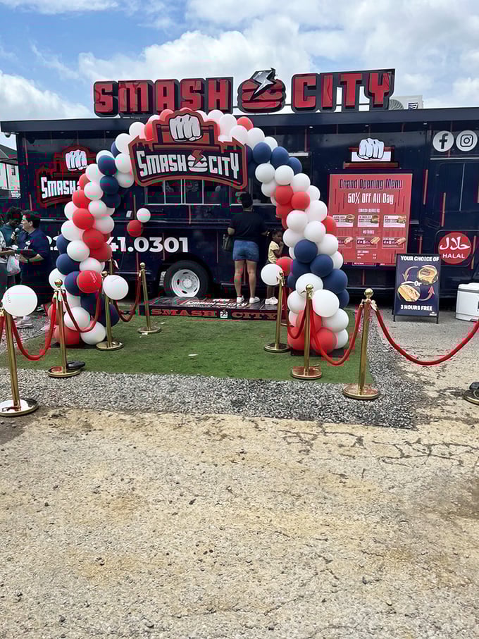 Grand opening excitement with balloon arches fit for royalty—but it's the hot dogs that deserve the red carpet!