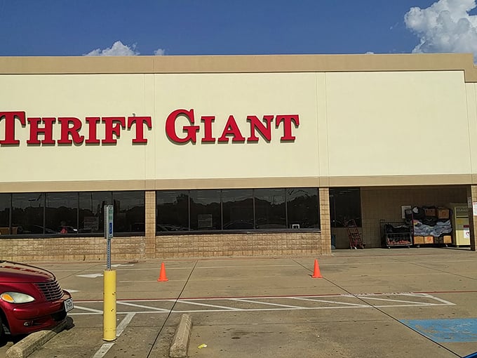 Behind that bold red sign lies a treasure trove waiting to be discovered—Thrift Giant is where bargain hunters strike gold.