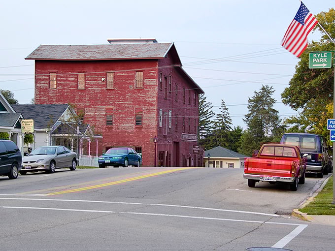 This red brick mill stands as proudly as a hometown quarterback, reminding everyone that some things just get better with age.