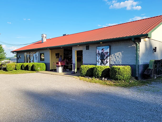 This isn't just a concession stand—it's the beating heart of the Stardust experience, where movie posters and trimmed hedges welcome film lovers.