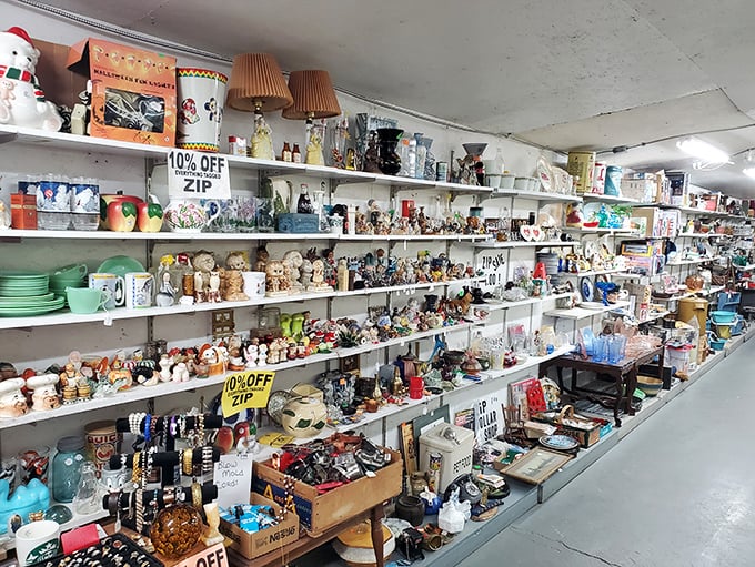 Shelf after glorious shelf of memories waiting to be adopted. One person's "I forgot I had that" is another's "I've been searching forever for this!"