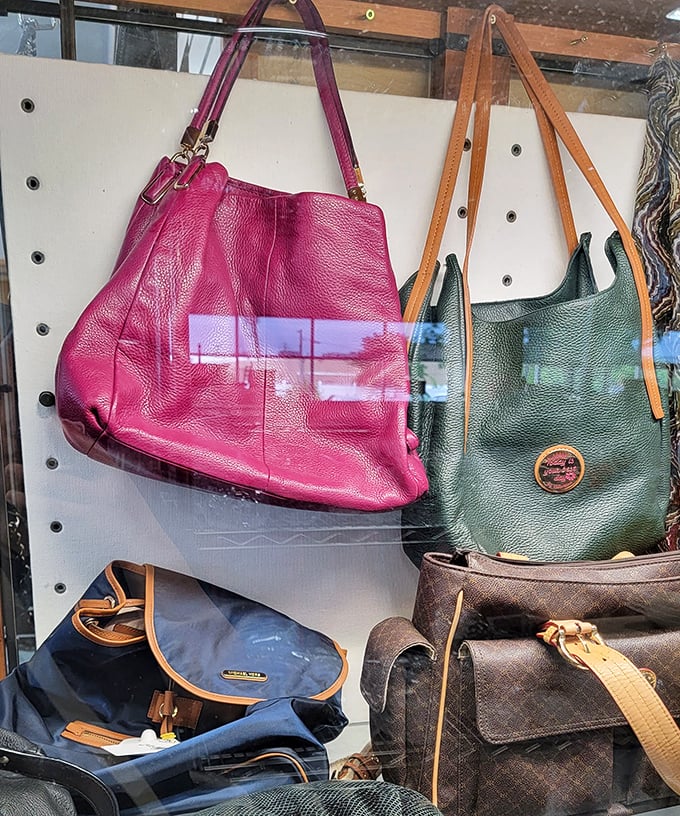 Designer handbags mingle democratically on display, each one carrying stories from boardrooms to brunches.