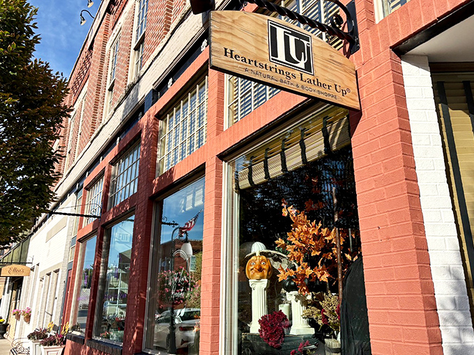 At Heartstrings Lather Up, handcrafted soaps and bath products line the windows like colorful jewels, promising a bit of affordable luxury for your everyday routine.