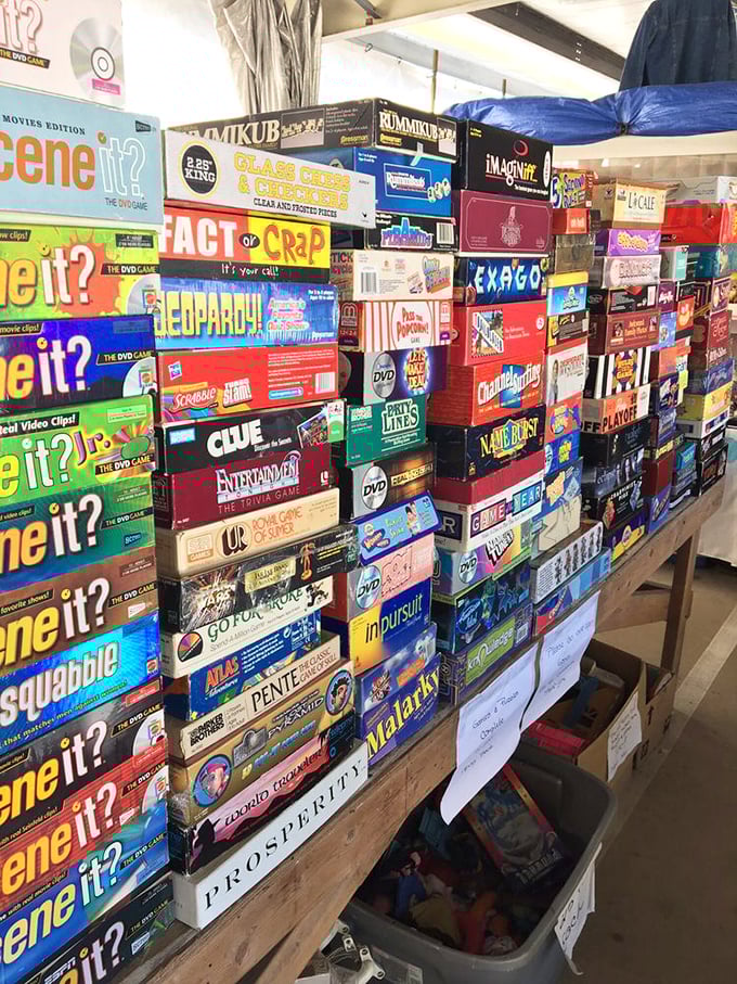 Board game heaven! From Scene It to Scrabble, this stall has enough entertainment to survive both family reunions and Florida hurricane seasons.