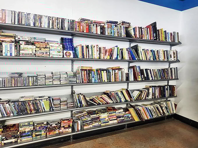 The book section: where literary treasures hide between forgotten romance novels and yesterday's bestsellers, all waiting for their next chapter.