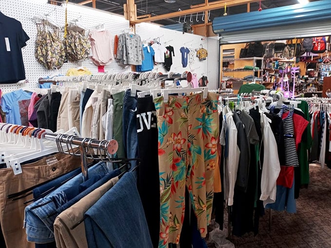 Fashion history hanging by the thread. From tropical prints to classic denim, each rack tells a different style story waiting for its next chapter.