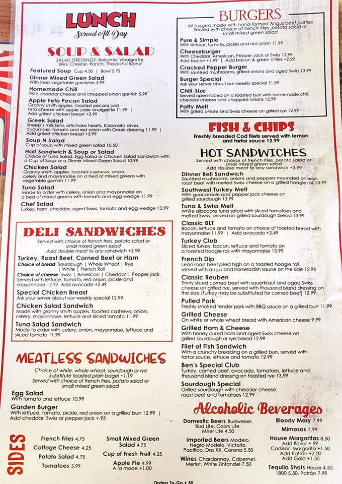 This menu isn't just a list of food—it's a roadmap to happiness with detours through burger country and scenic routes through sandwich valley.