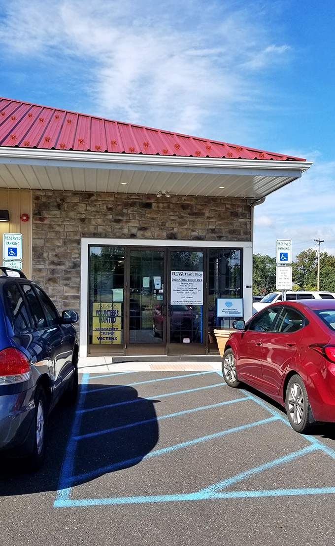 The donation drop-off entrance – where yesterday's impulse purchases become tomorrow's delightful discoveries for someone new.