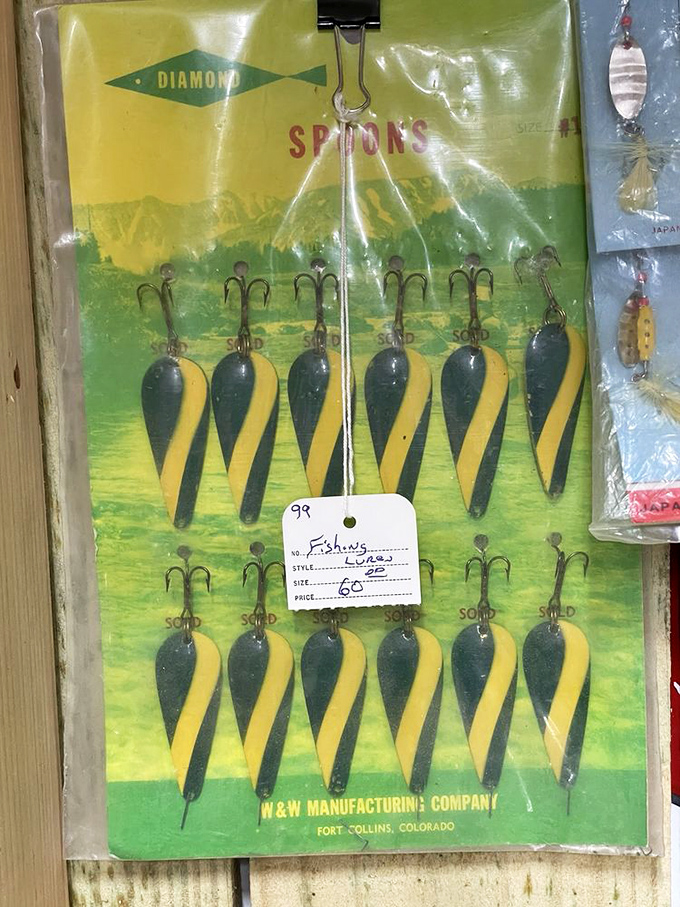 Fishing enthusiasts, rejoice! These vintage Diamond Spoons lures in their original packaging aren't just fishing gear – they're functional art from another era.