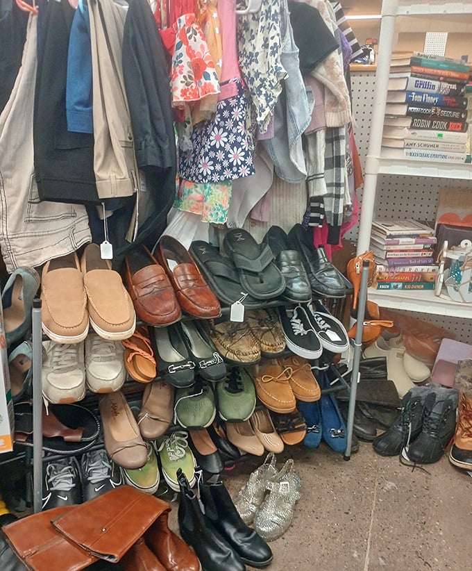 A shoe lover's paradise where every pair tells a story—from barely-worn loafers to boots with adventures already built in.