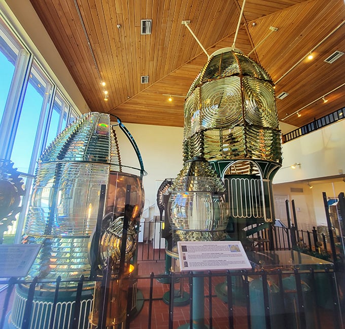 These magnificent Fresnel lenses are basically the Fabergé eggs of maritime technology, handcrafted in France to save lives at sea.