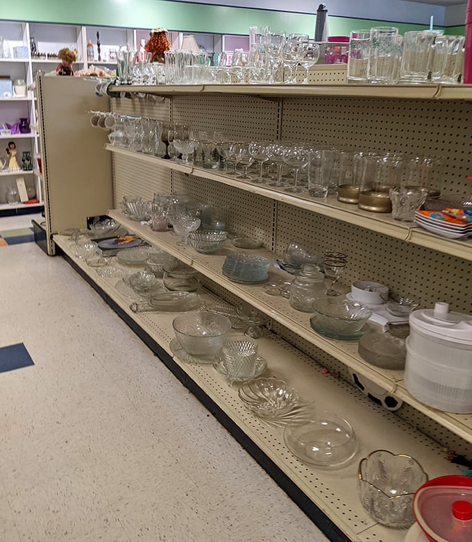 Glassware galore – enough crystal and china to host a dinner party for half of Delaware.