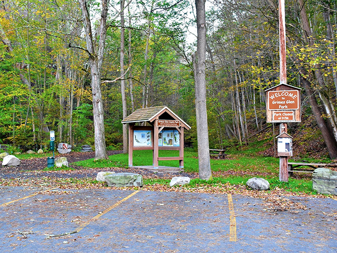 Nature's playground awaits! Grimes Glen Park offers waterfall hikes where getting your feet wet isn't just possible—it's practically mandatory for the full experience.