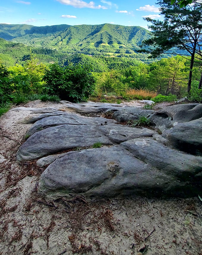 Nature's staircase: ancient rock formations along Groundhog Trail create stepping stones to one of Kentucky's most spectacular vistas.