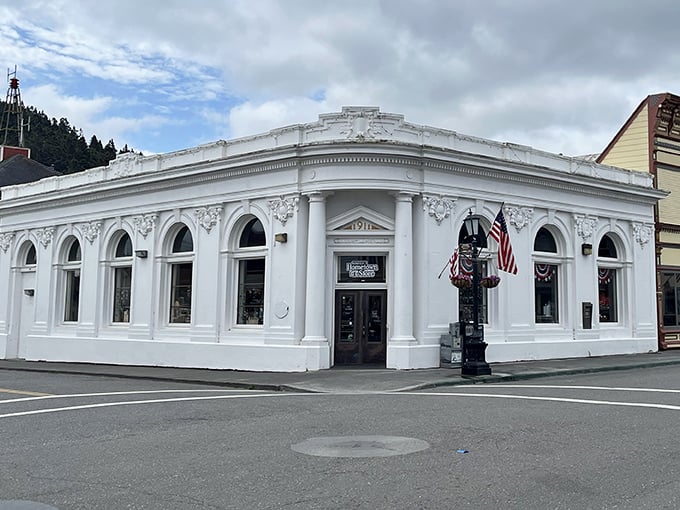 This pristine white building with classical details isn't just architectural eye candy—it's a functioning part of Ferndale's living museum of a downtown.