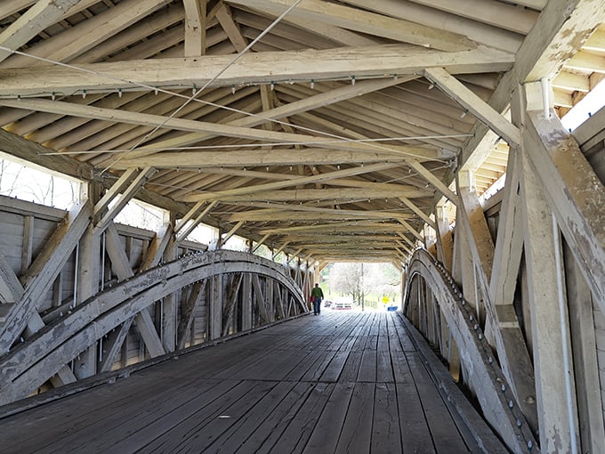 Step inside and you're walking through an architectural time machine. Those wooden trusses have witnessed nearly two centuries of American history.