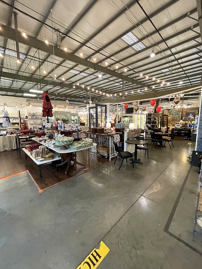 Industrial chic meets treasure trove—those soaring ceilings aren't just architectural; they're making room for decades of memories and merchandise.