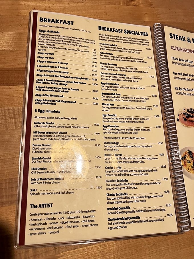 The breakfast menu reads like a love letter to morning meals—with everything from classic eggs to creative omelets that make hitting the snooze button seem like a crime.