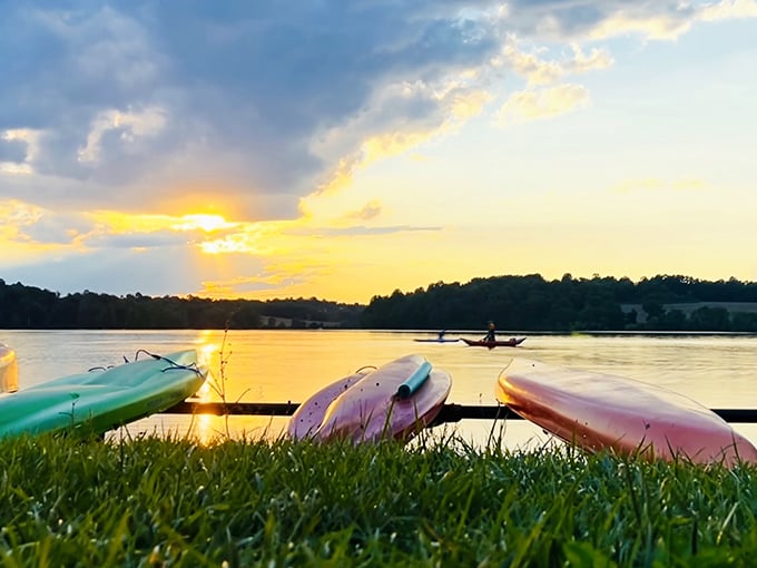 Mother Nature's sunset palette turns kayaks into silhouettes. This is Pennsylvania's version of meditation – no app required.
