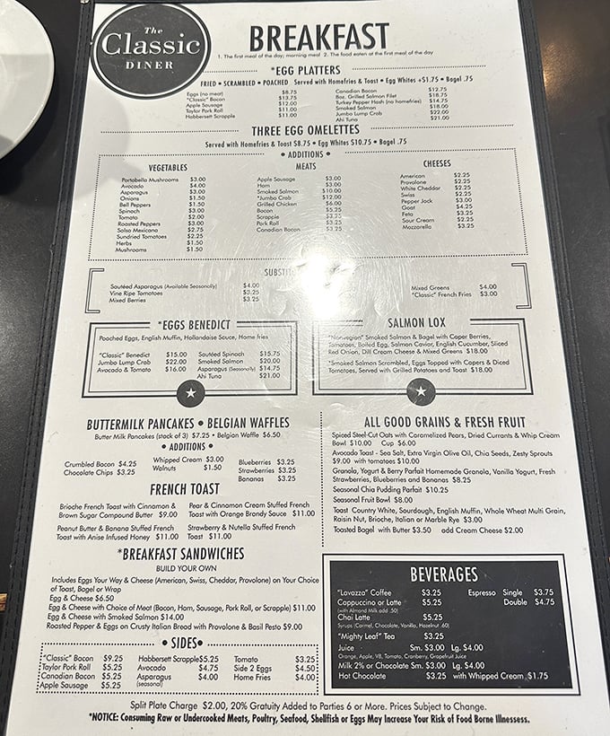The menu reads like a love letter to breakfast classics. Choosing just one item is like picking a favorite Beatles song—nearly impossible.