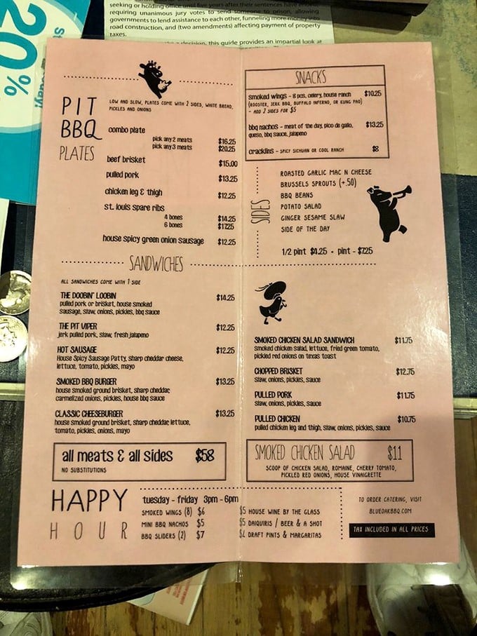 This menu isn't just a list of food—it's a roadmap to happiness. The Dooby Lookin' sandwich alone is worth the trip.