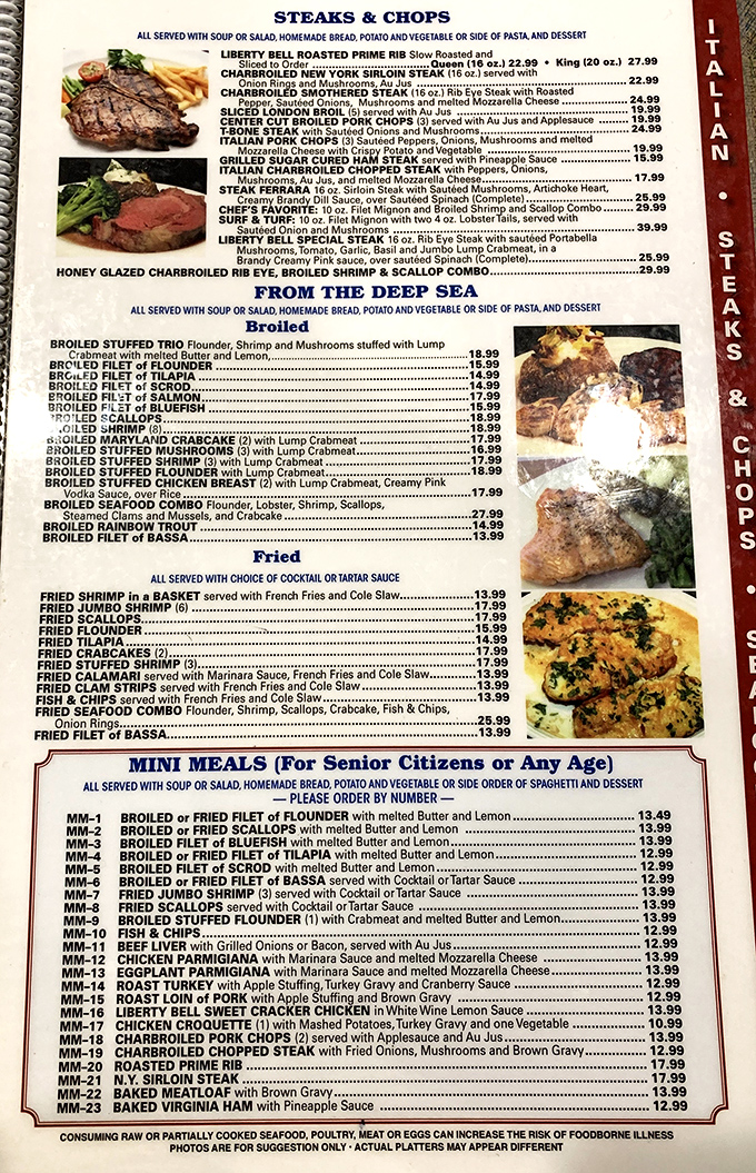A menu that doesn't mess around—steaks, seafood, and comfort classics that would make your grandmother nod in approval.