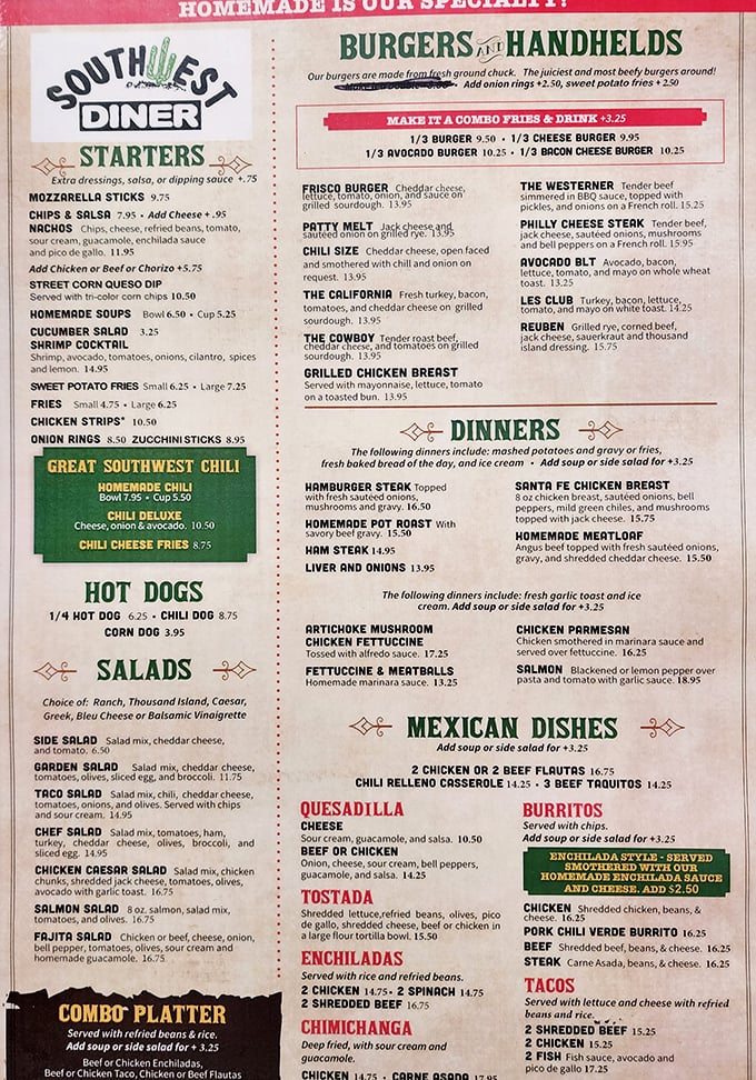 The menu reads like a love letter to American comfort food – extensive enough to satisfy any craving but focused enough to ensure everything's done right.