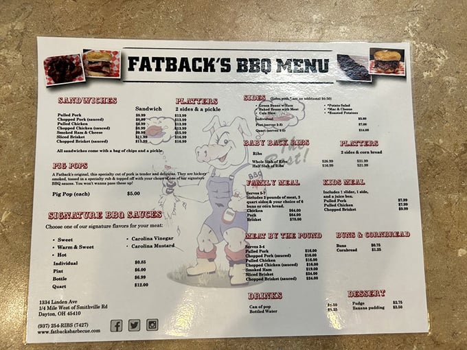 The menu at Fatback's reads like poetry to meat lovers—a roadmap to happiness with pig illustrations that seem to say, "You're welcome."