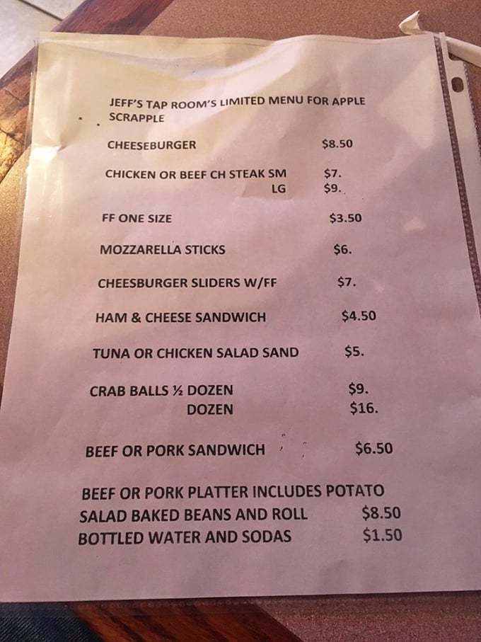This no-frills menu tells you everything you need to know about Jeff's philosophy: forget the fancy, focus on the flavor. Honest food at honest prices.