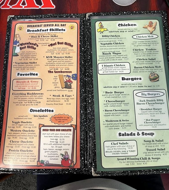 A menu that doesn't need fancy fonts or pretentious descriptions—just honest breakfast classics that have stood the test of time and countless hungry Iowans.
