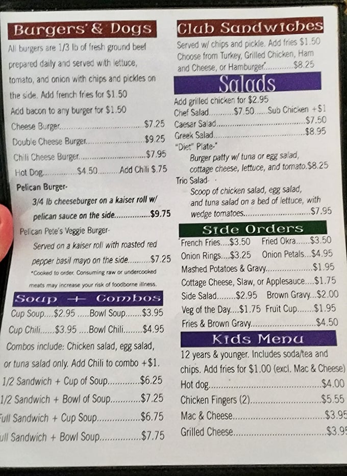 This menu reads like a love letter to American classics – burgers, clubs, and combos that promise satisfaction without pretension or wallet pain.
