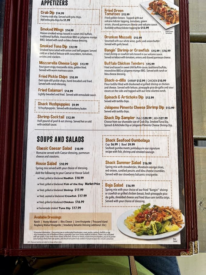 A menu that doesn't need fancy fonts or pretentious descriptions—just honest seafood offerings that make decision-making the hardest part of your meal.