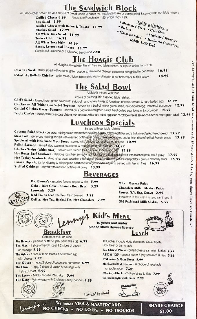 The menu at Lenny's reads like a love letter to comfort food – no molecular gastronomy, just dishes your taste buds remember fondly.